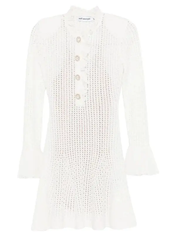 SELF-PORTRAIT Pointelle Knit Mini Dress - Multicolor