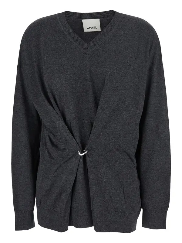 Isabel Marant Étoile V-neck Sweater With Waist Ring Detail - Gray