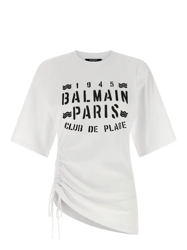 Balmain Club" 3/4 Sleeve Organic Cotton T-shirt - Multicolor