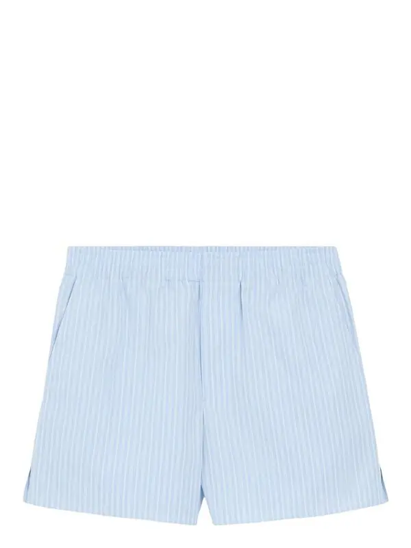 Ami Cotton Striped Elasticated Waist Shorts - Blue