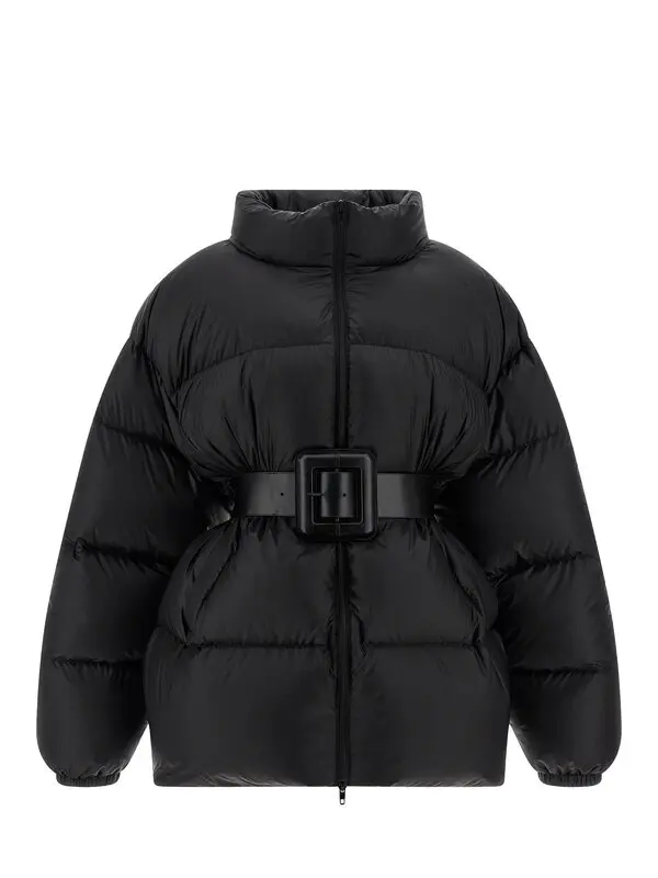 Balenciaga Hourglass Down Jacket With Belt - Black