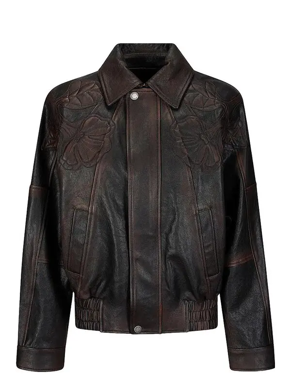 GOLDEN GOOSE Appliqued Leather Jacket - Black