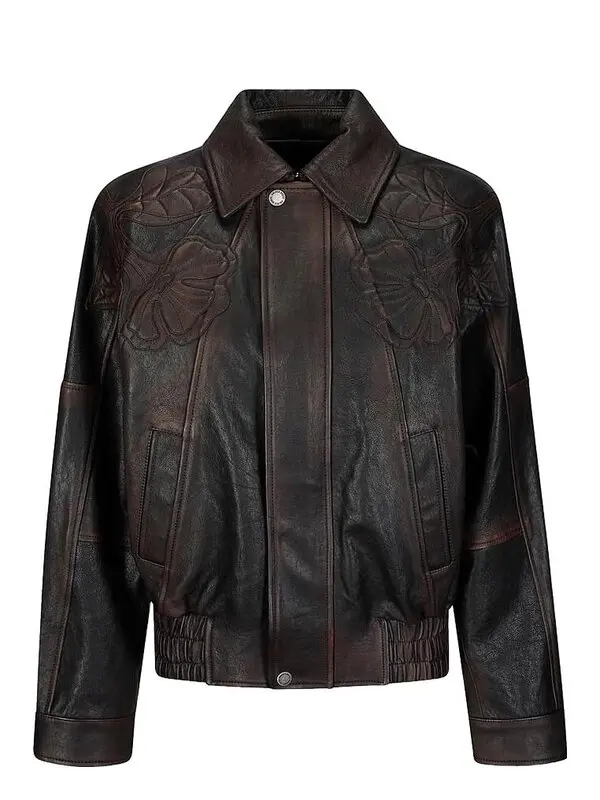 GOLDEN GOOSE Appliqued Leather Jacket - Black