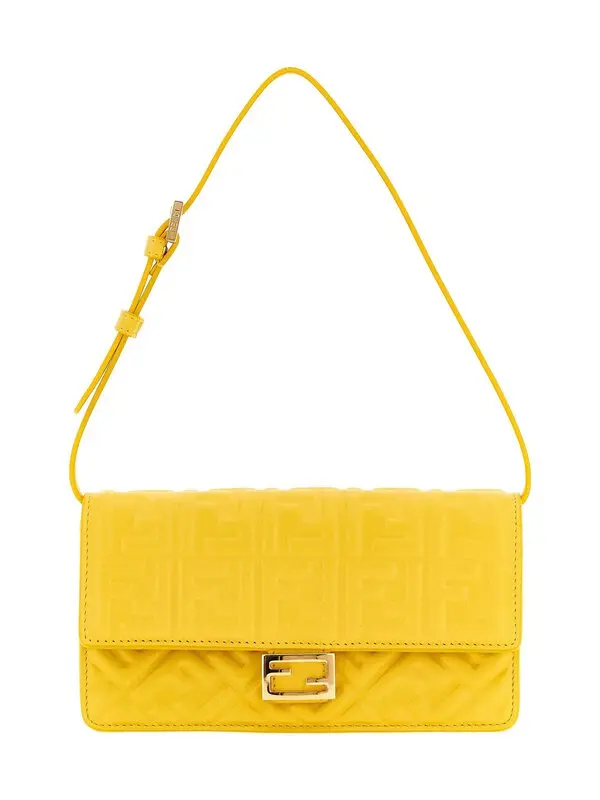 Fendi Baguette Wallet On Chain - Yellow