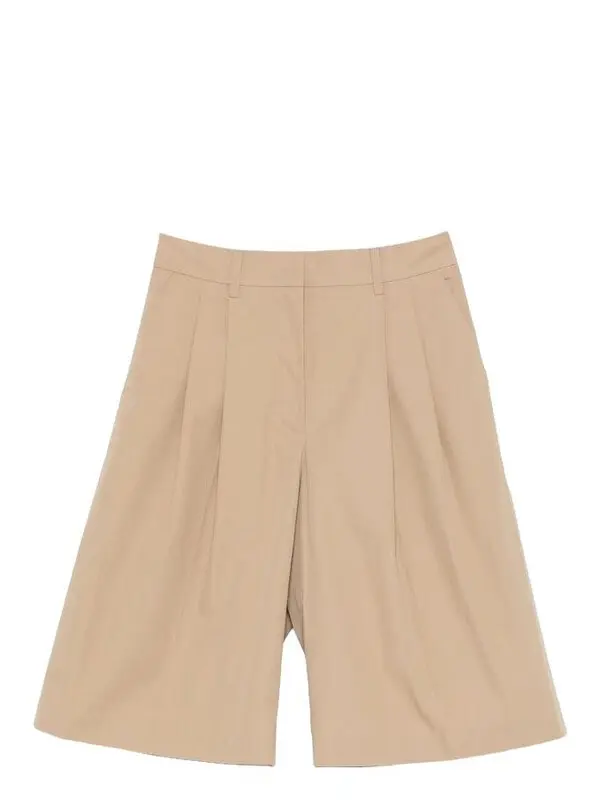 YVES SALOMON Knee-length Pleated Shorts - Cream
