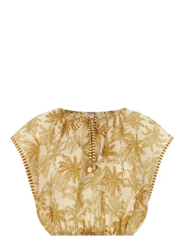 ERES Crocodile Cropped Top In Imprimé Voyage Panama - Cream