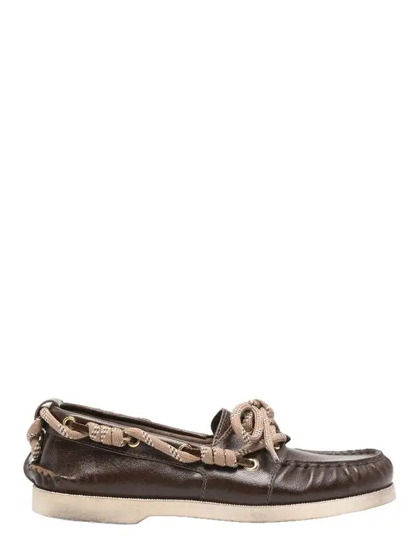 GOLDEN GOOSE Leather Loafers With Decorative Laces - Brown