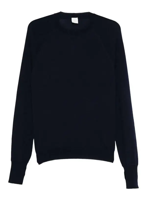 Eleventy Navy Wool Crewneck Sweater - Blue