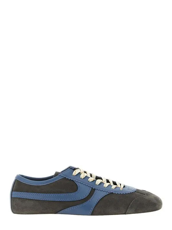 Dries Van Noten Suede Lace-up Sneakers With Scalloped Edges - Multicolor