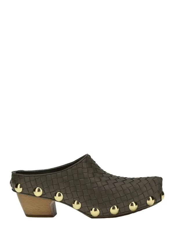 Bottega Veneta Gondola Mules With Stud Embellishments - Gray