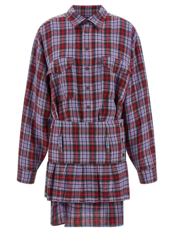 VIVIENNE WESTWOOD Marta Check Print Linen Dress - Multicolor