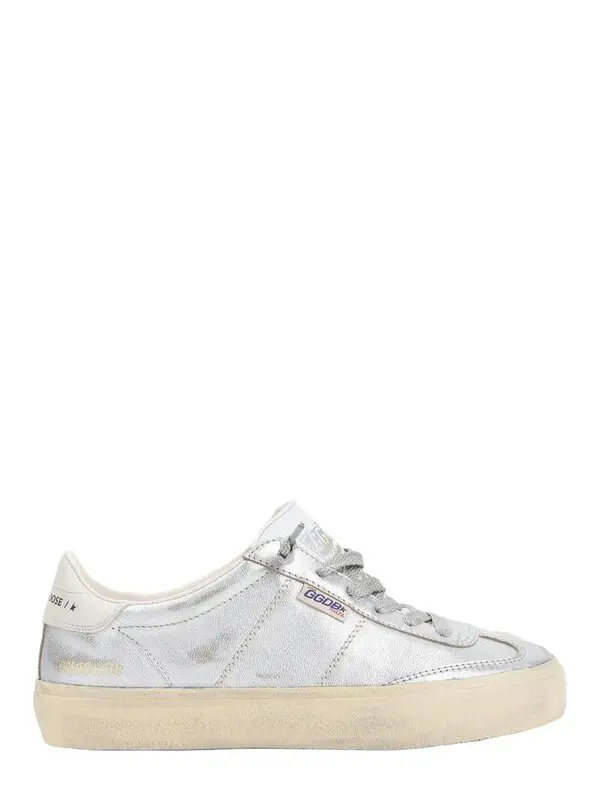 GOLDEN GOOSE Tone Metallic Leather Lace-up Sneakers - Silver