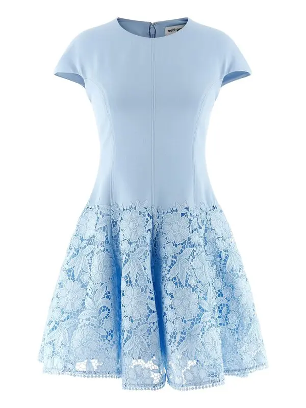 SELF-PORTRAIT Crepe Lace Mini Dress - Blue