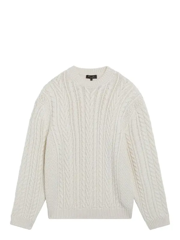 Loro Piana Cashmere & Alpaca Crewneck Sweater - Cream