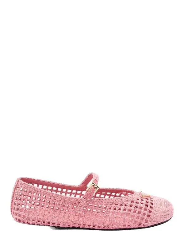Prada Cotton Crochet Mary Jane Flats - Multicolor