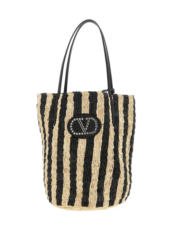 Valentino Garavani Raffia Shopping Bag - Black