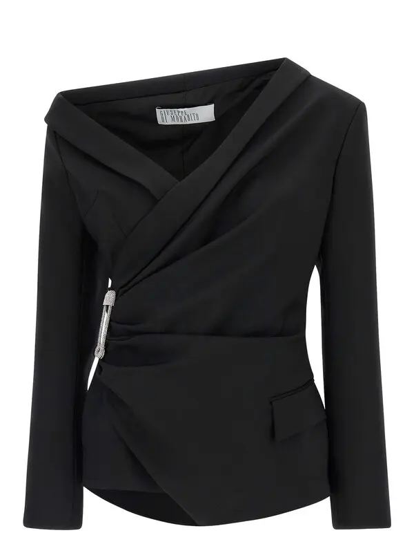Giuseppe Di Morabito Wool Canvas Asymmetrical Blazer - Black