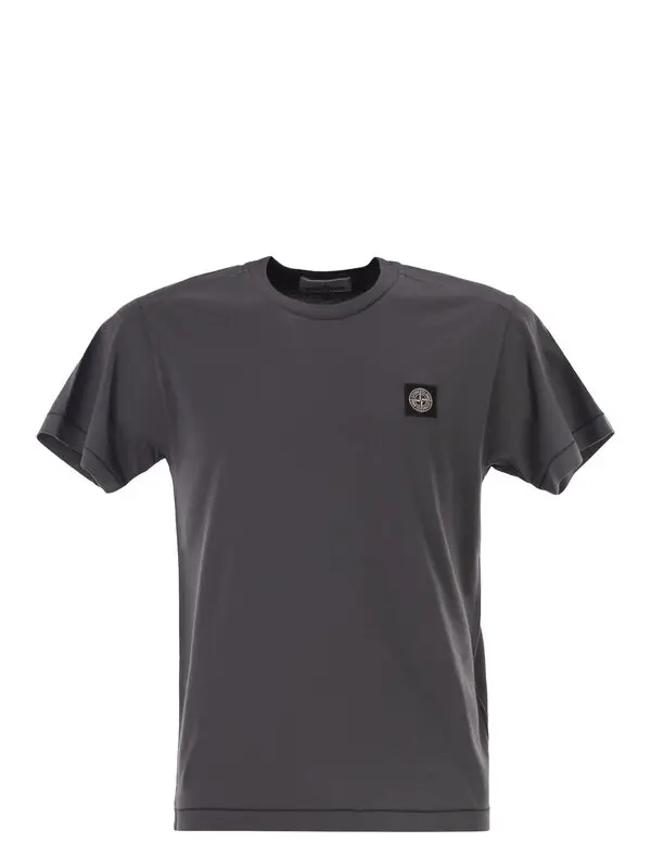 Stone Island Slim Fit T-shirt With Compass Patch - Gray