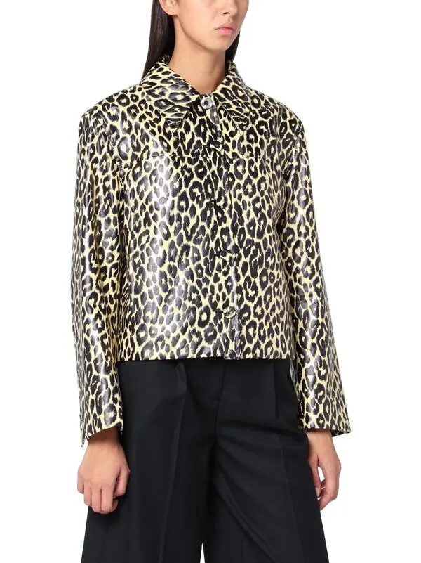 JIL SANDER Leopard Print Coated Fabric Jacket - Cream