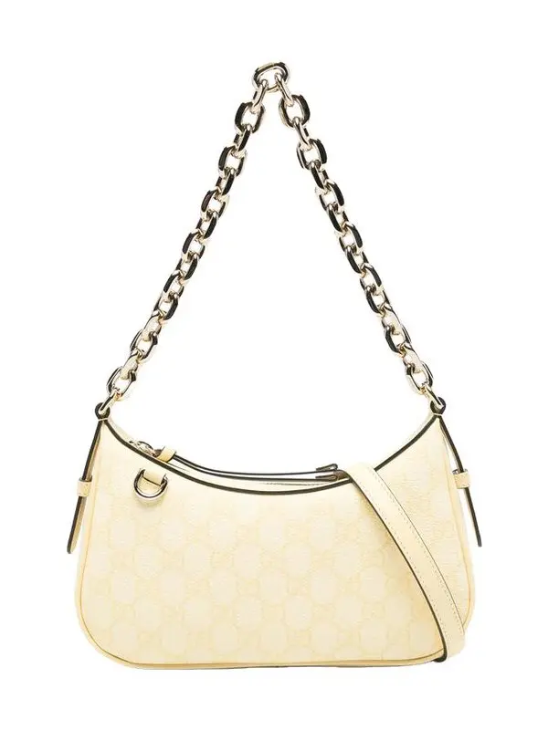 Gucci Light Logo Print Calf Leather Shoulder Bag - Yellow