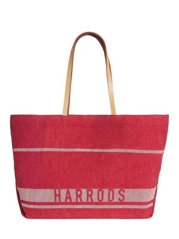 Harrods Jute Stripe Shopper Bag - Red