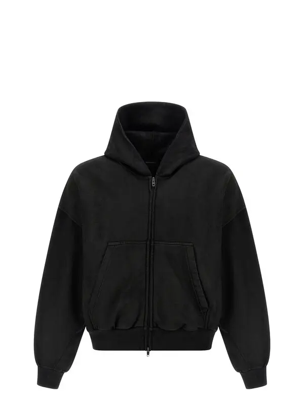 Balenciaga Cropped Hoodie With Zip-up Closure - Black