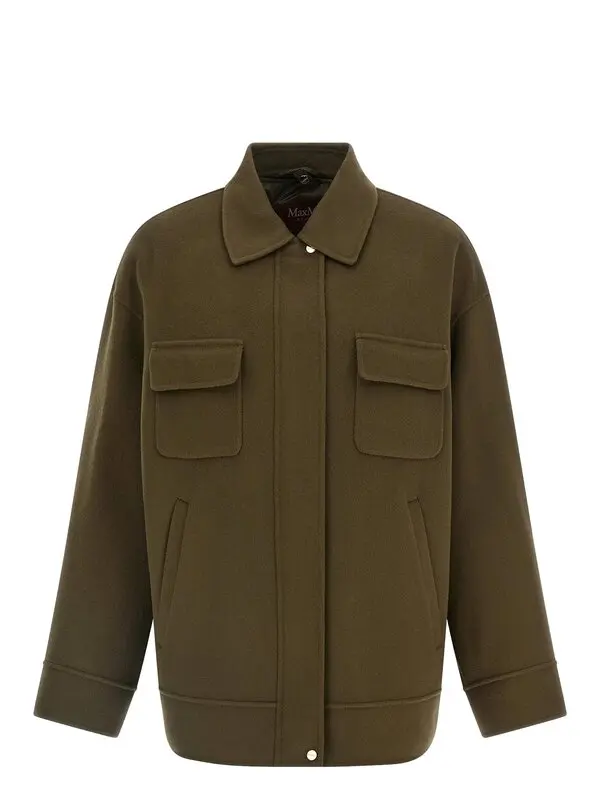 Max Mara Wool Silk Padded Coat With Removable Vest - Green