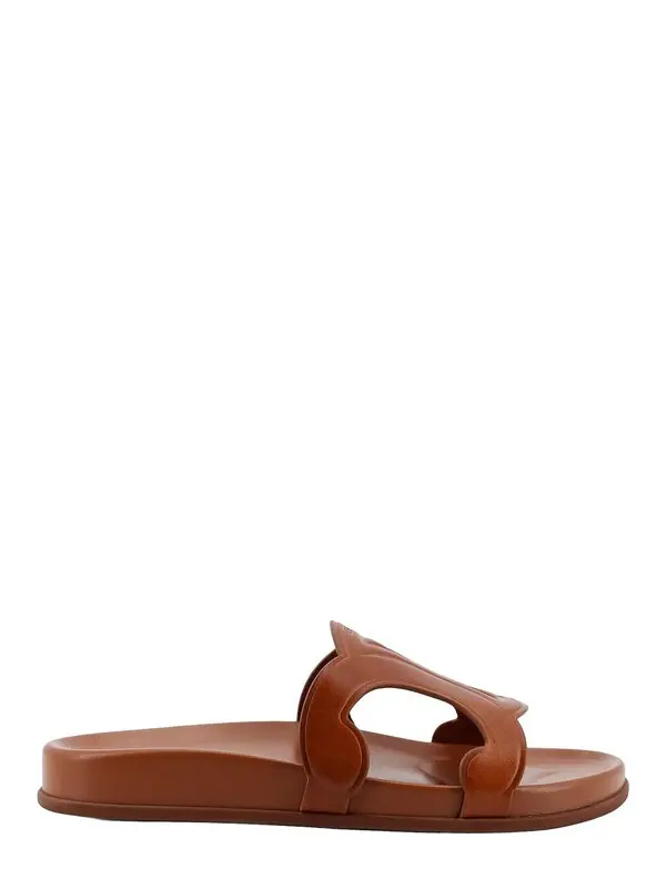 Celine Triomphe Leather Sandals - Tan