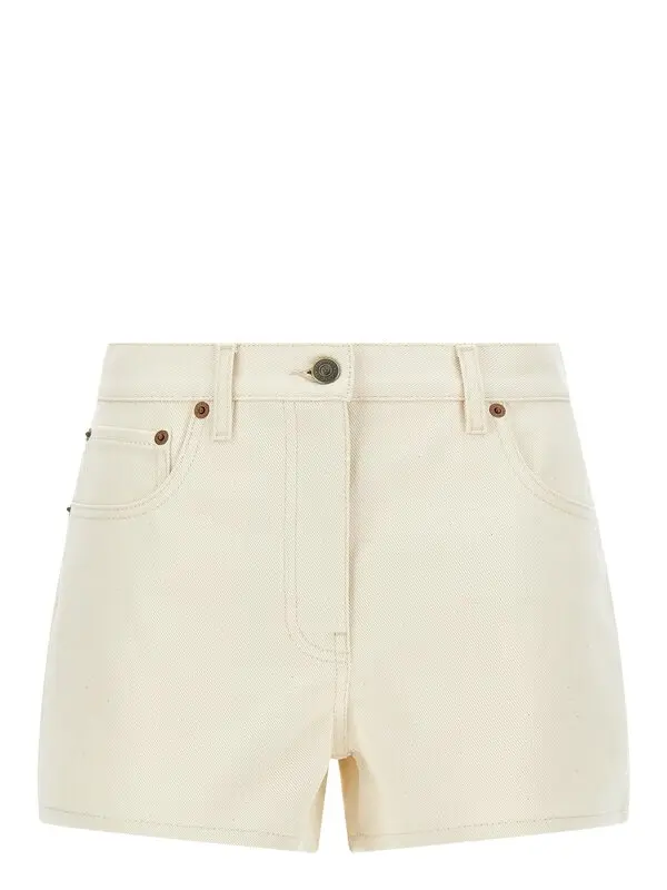 Valentino Garavani Vgold Denim Shorts - Cream