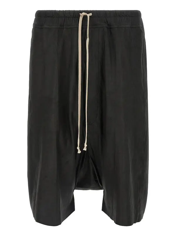 Rick Owens Rick S Pods' Nappa Leather Bermuda Shorts - Black