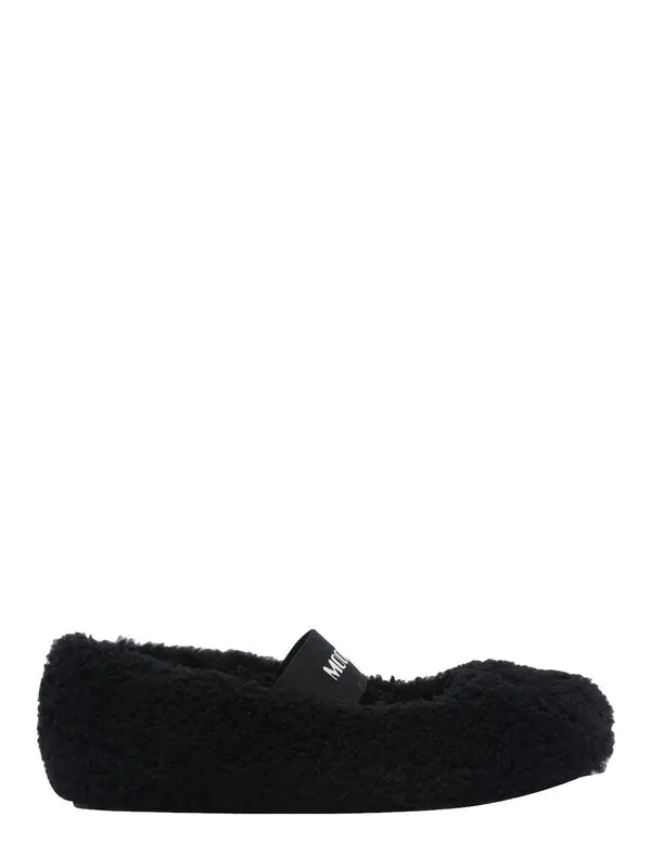Moon Boot Shearling Teddy Effect Flats - Black