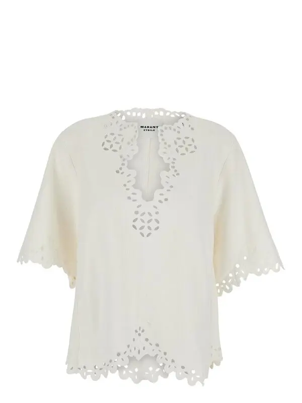 Isabel Marant Étoile Cotton Caftan With Cut-outs And Scalloped Hem - Multicolor