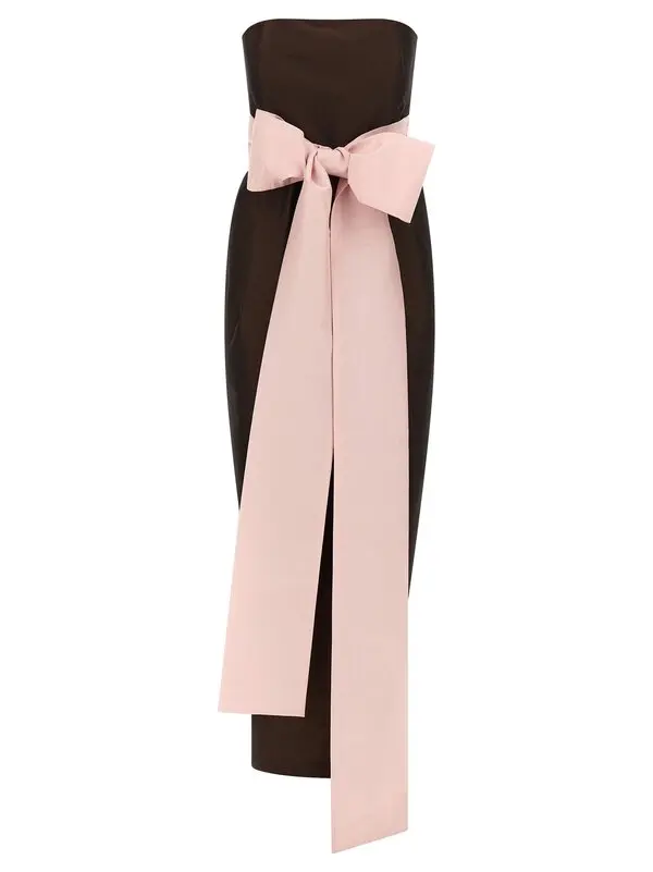 Bernadette Lina Taffeta Off-the-shoulder Dress With Maxi Bow - Brown