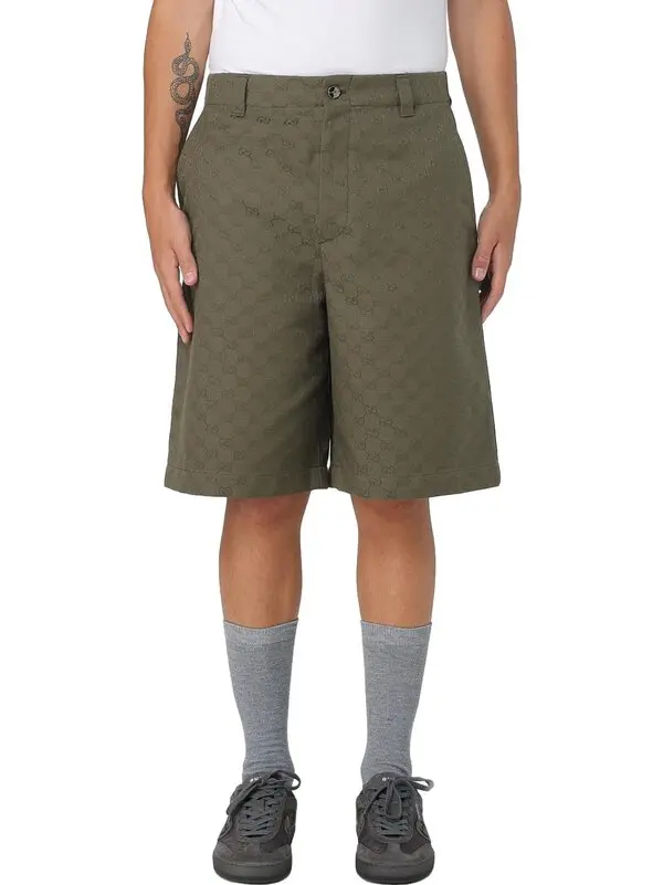 Gucci Monogrammed Cotton Blend Shorts - Green