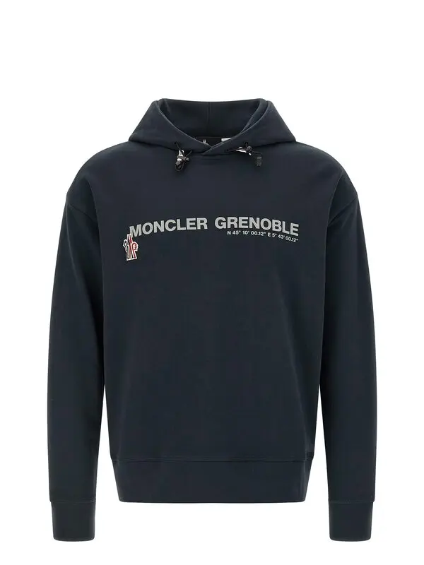 Moncler Logo Print Oversized Hoodie - Blue