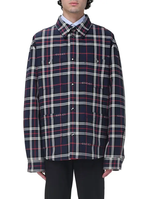 Gucci Checked Cotton Jacket - Blue
