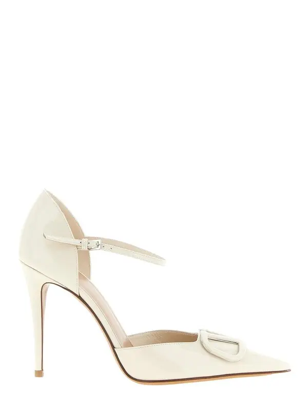 Valentino Garavani D'orsay Patent Leather Pumps With Vlogo Signature - White