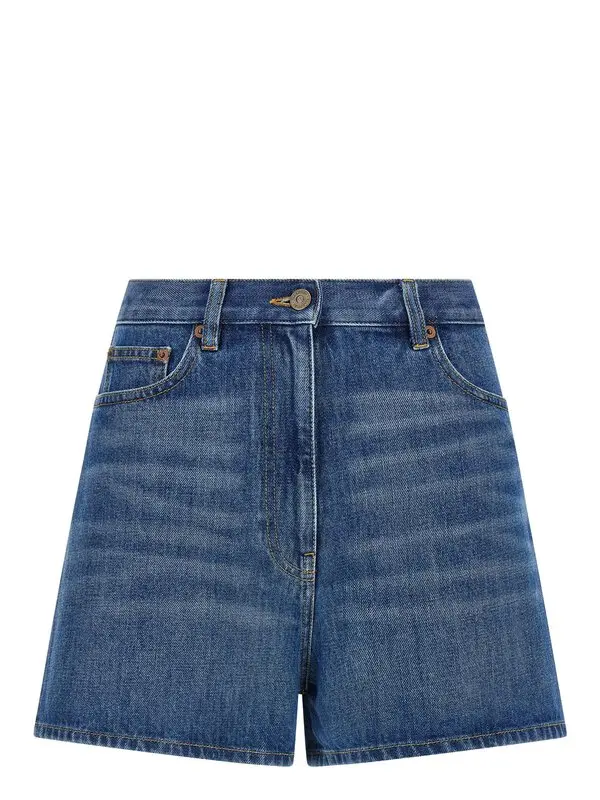 Valentino Garavani Vgold Denim Shorts - Blue