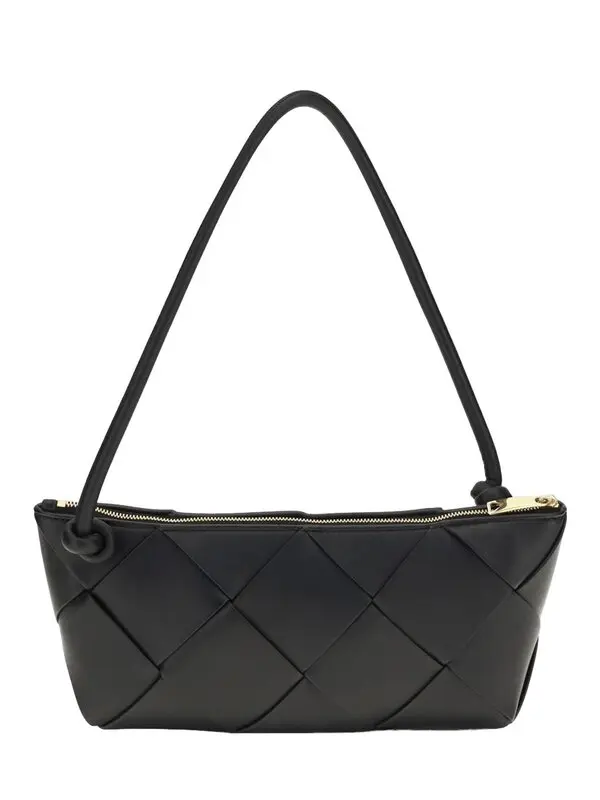 Bottega Veneta Woven Leather Shoulder Bag - Black