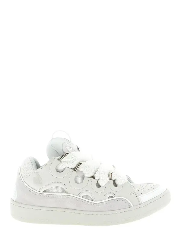 LANVIN Curb Sneakers In Calf Leather, Suede, And Mesh - White