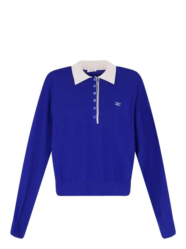 Celine Cashmere And Silk Polo Shirt With Logo Embroidery - Multicolor