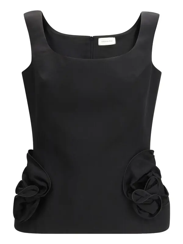 Magda Butrym Embellished Floral Appliqué Top - Black