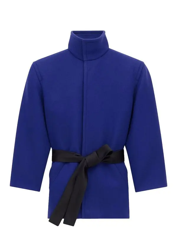Saint Laurent Wool Tie Detailed Jacket - Multicolor