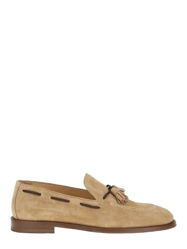 Brunello Cucinelli Suede Tassel Loafers - Brown