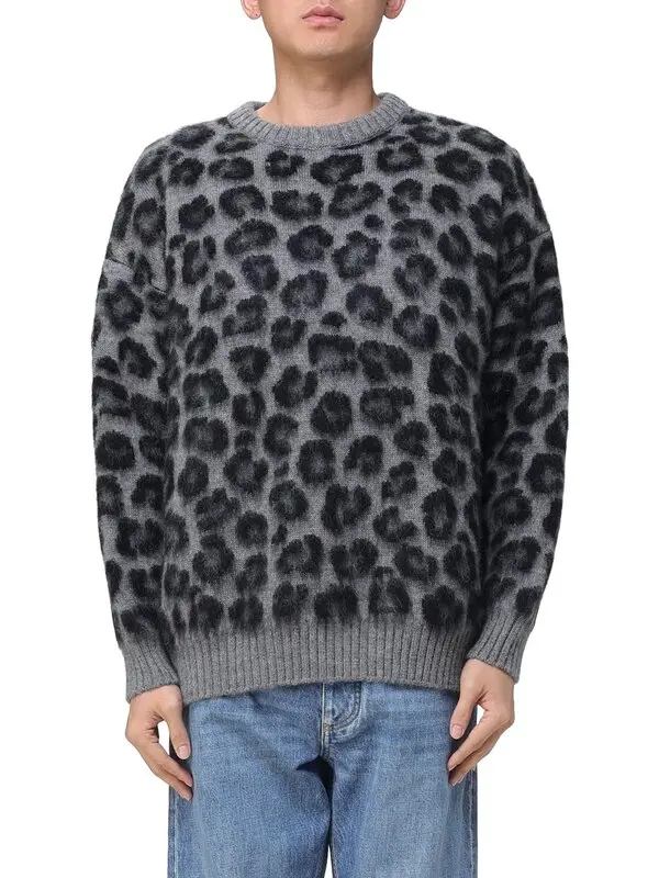 Bottega Veneta Grey Wool Leopard Print Pullover Sweater - Gray