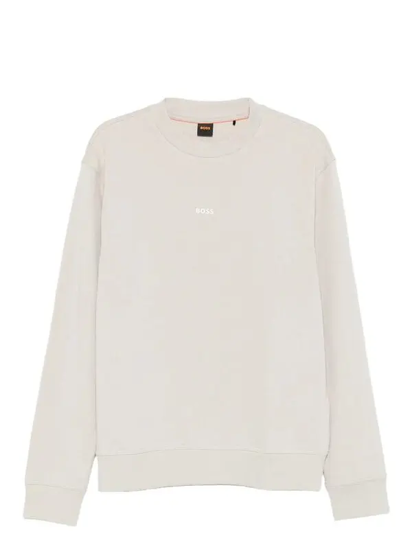 BOSS Crew Neck Long Sleeve Sweatshirt - Cream