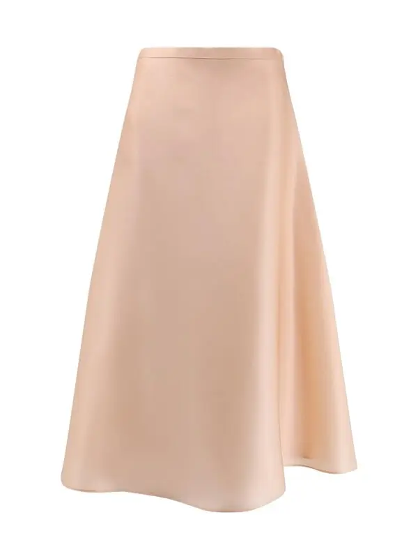 Alberta Ferretti Silk Flared Skirt - Cream
