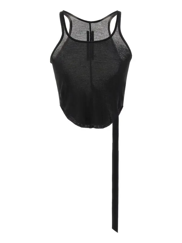 Rick Owens Cropped Semi-transparent Cotton Tank Top - Black