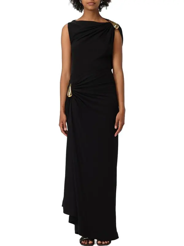 Bottega Veneta Asymmetrical Dress With Gold Tone Hardware - Black