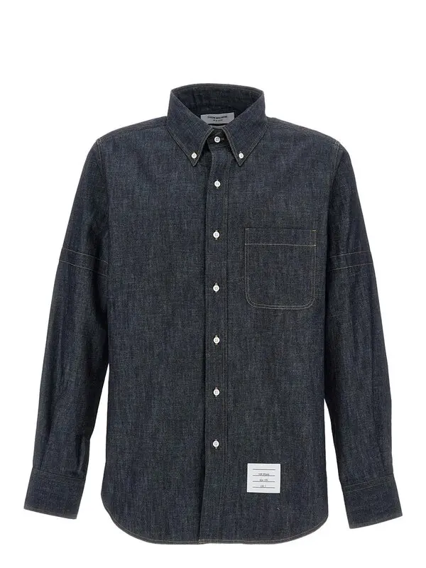 Thom Browne Straight Fit Denim Shirt - Multicolor
